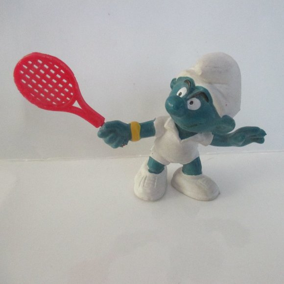 Design | Smurf Tennis Player Original Smurf Figurine Red Raquet 1979 ...